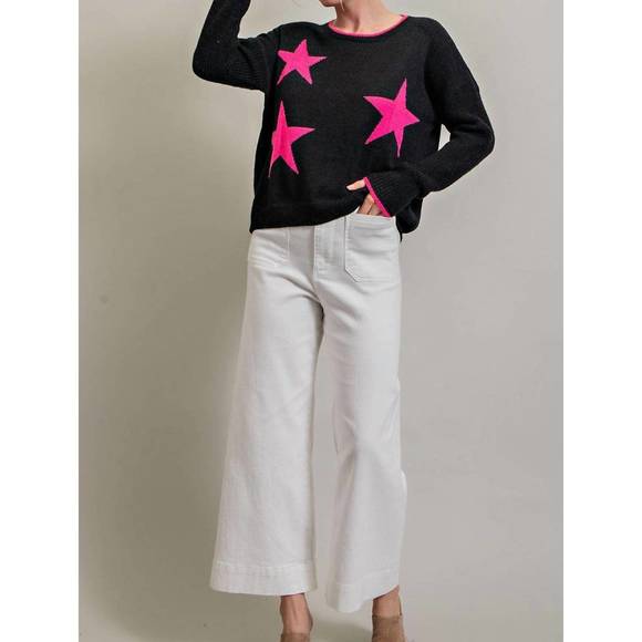 eesome | Sweaters | New Eesome Womens Sweater With Hot Pink Stars In ...